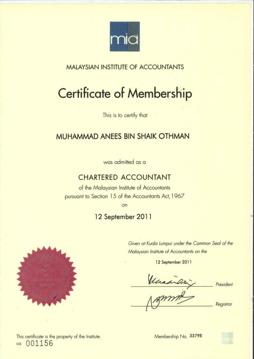 License & Cert • MAC - Chartered Accountant